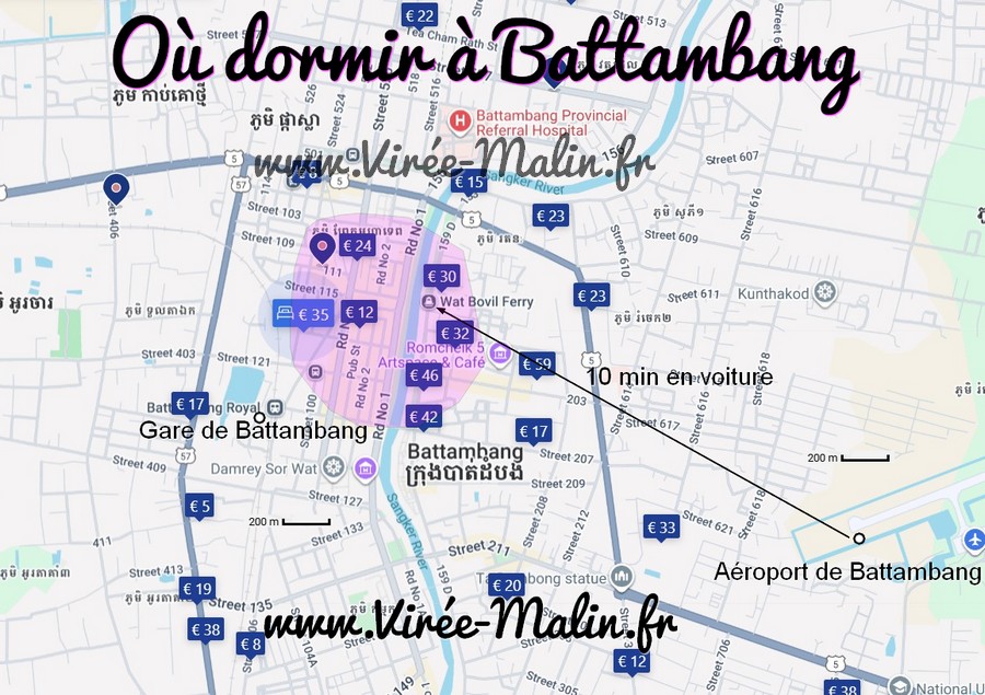 Que visiter à Battambang et où dormir à Battambang ? Cartes! Virée-Malin.fr